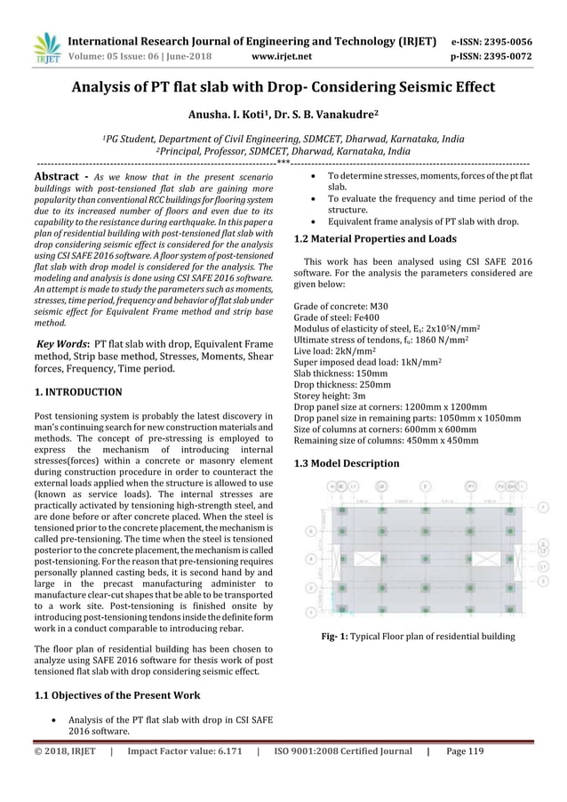 IRJET-Analysis of PT Flat Slab with Drop- Considering Seismic Effect | PDF