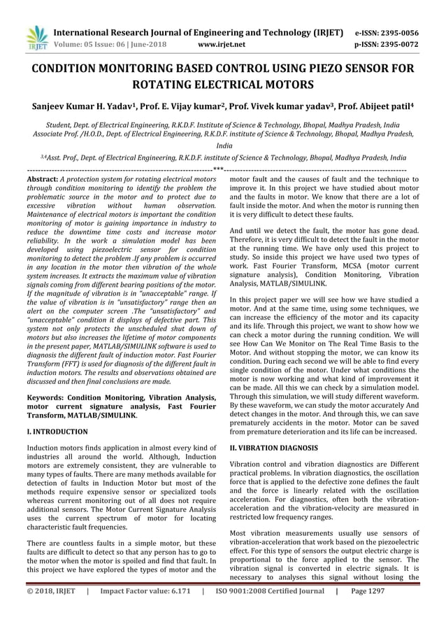 IRJET-Condition Monitoring based Control using Piezo Sensor for Rotating Electrical Motors | PDF ...