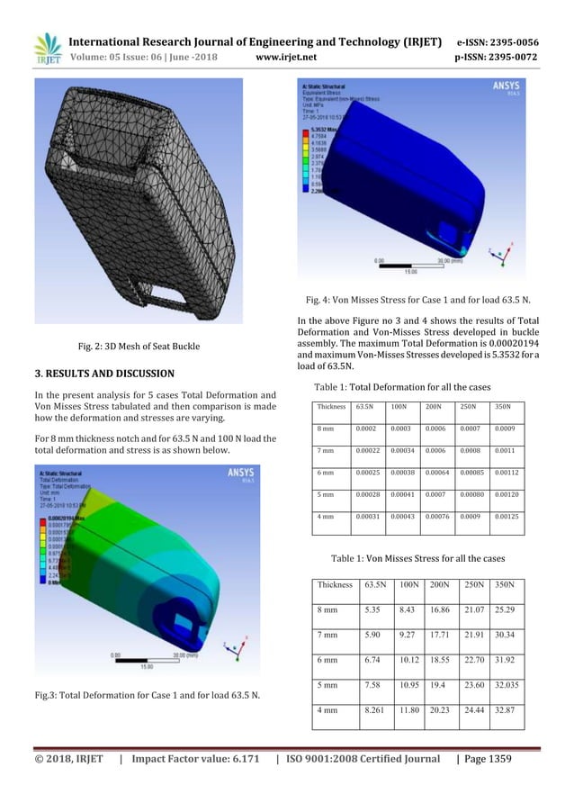 IRJET-Finite Element Analysis of Seat Belt Buckle Assembly | PDF