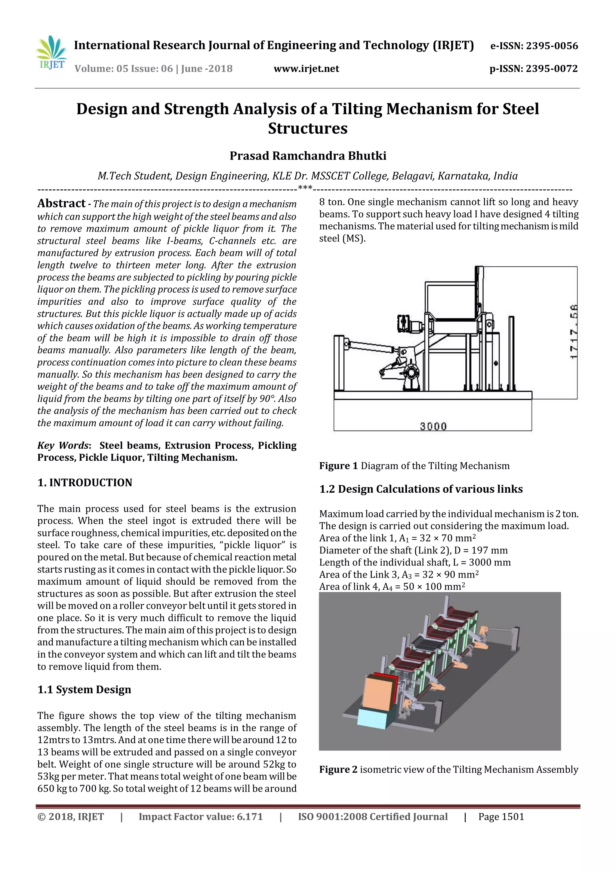 IRJET-Design and Strength Analysis of a Tilting Mechanism for Steel ...
