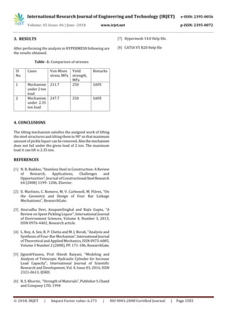 IRJET-Design and Strength Analysis of a Tilting Mechanism for Steel Structures | PDF