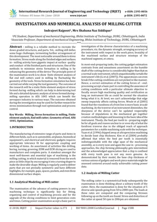 Numerical Analysis of Milling Cutter Stress | PDF