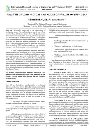 IRJET-Analysis of Load Factors and Modes of Failure on Spur Gear | PDF