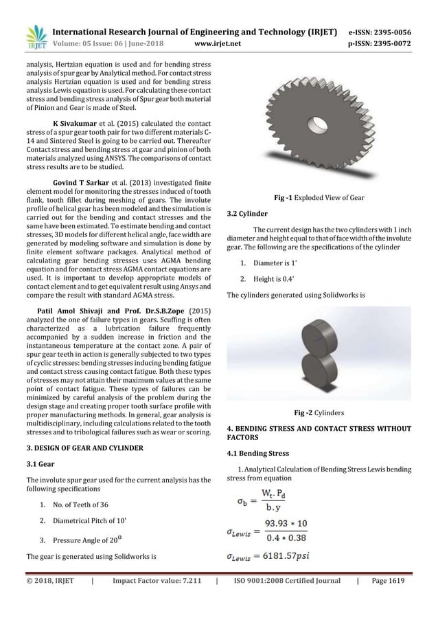 IRJET-Analysis of Load Factors and Modes of Failure on Spur Gear | PDF