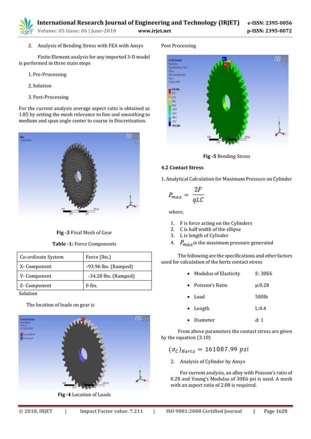 IRJET-Analysis of Load Factors and Modes of Failure on Spur Gear | PDF