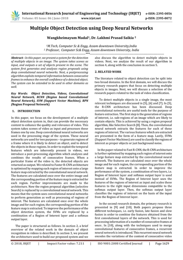 IRJET-Multiple Object Detection using Deep Neural Networks | PDF