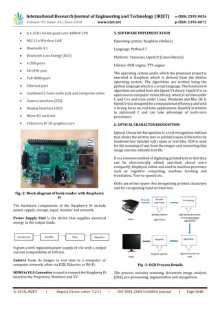 IRJET-Raspberry Pi Based Reader for Blind People | PDF