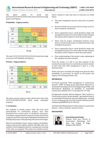 IRJET-Qualitative Risk Analysis for Construction Projects | PDF