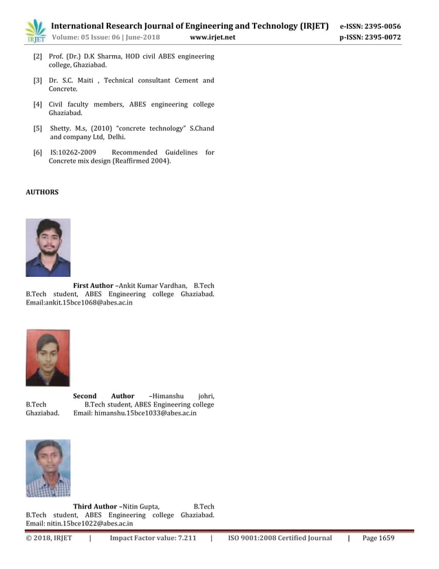 IRJET-Analysis on Mix Design of High Strength Concrete (M100) | PDF