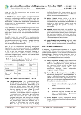 IRJET-A Survey on Face Recognition based Security System and its Applications | PDF