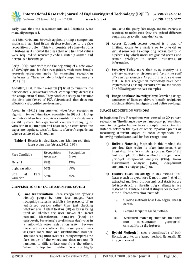 IRJET-A Survey on Face Recognition based Security System and its Applications | PDF