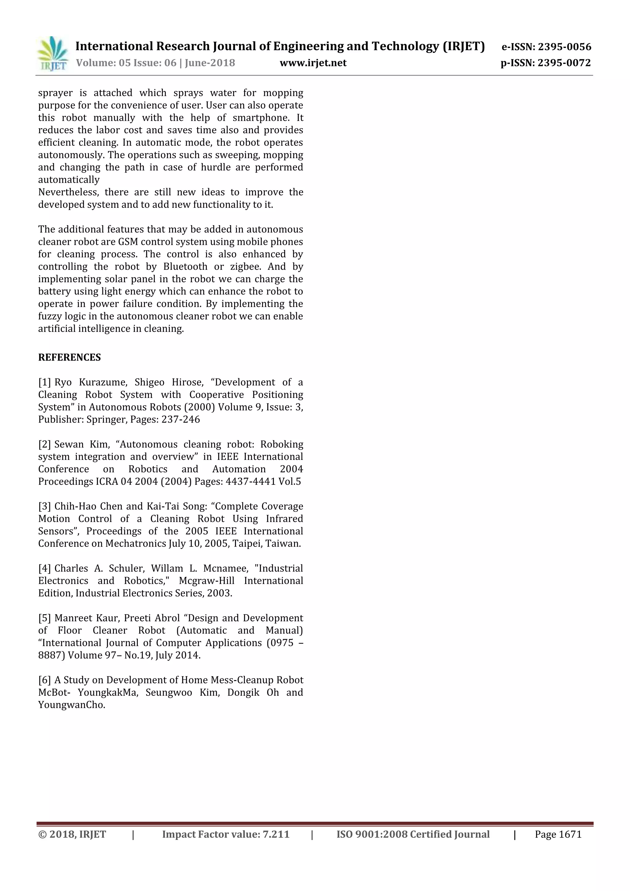 IRJET- Autonomous Floor Cleaning BOT | PDF
