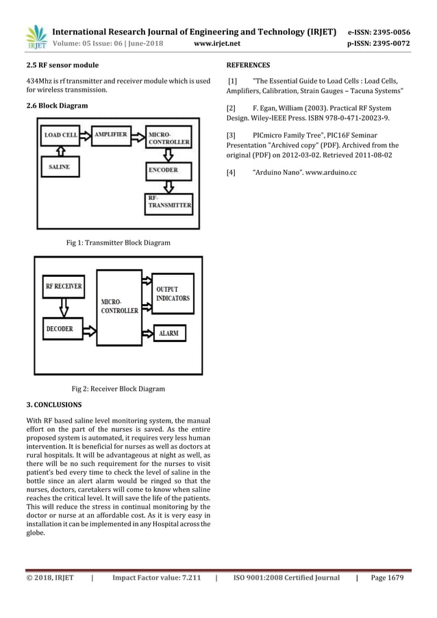 IRJET-Smart Saline Monitoring System using Load Cell and RF Sensor | PDF