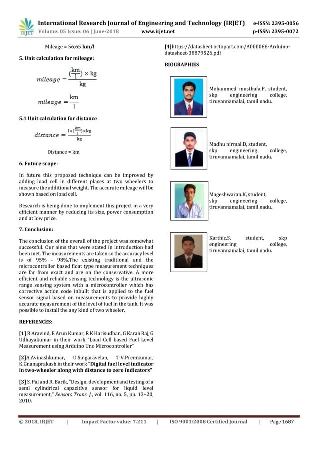 IRJET- Digital Mileage and Distance Coverage Indicator on Two Wheelers | PDF