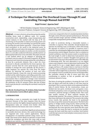 IRJET- A Technique for Observation the Overhead Crane through PC and ...