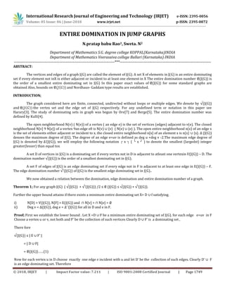 IRJET-Entire Domination in Jump Graphs | PDF | Computing | Technology & Computing