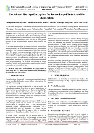 IRJET-Block-Level Message Encryption for Secure Large File to Avoid De-Duplication | PDF