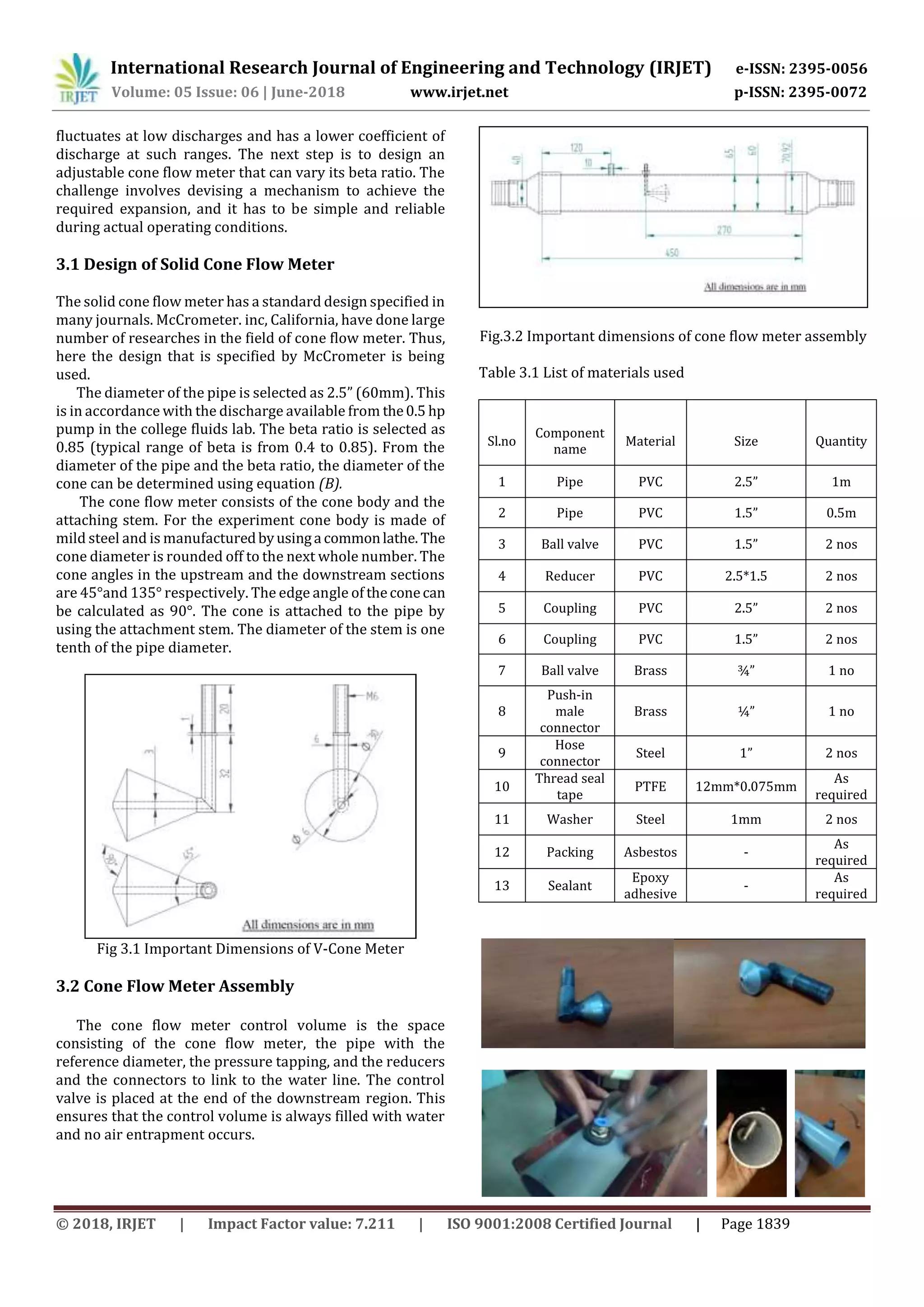 IRJET-Development of an Adjustable Cone Flow Meter and its Experimental ...