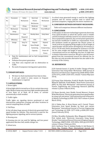 IRJET- Design of Hardware Model for Electricity Generation by Speed Breaker through Rack and ...