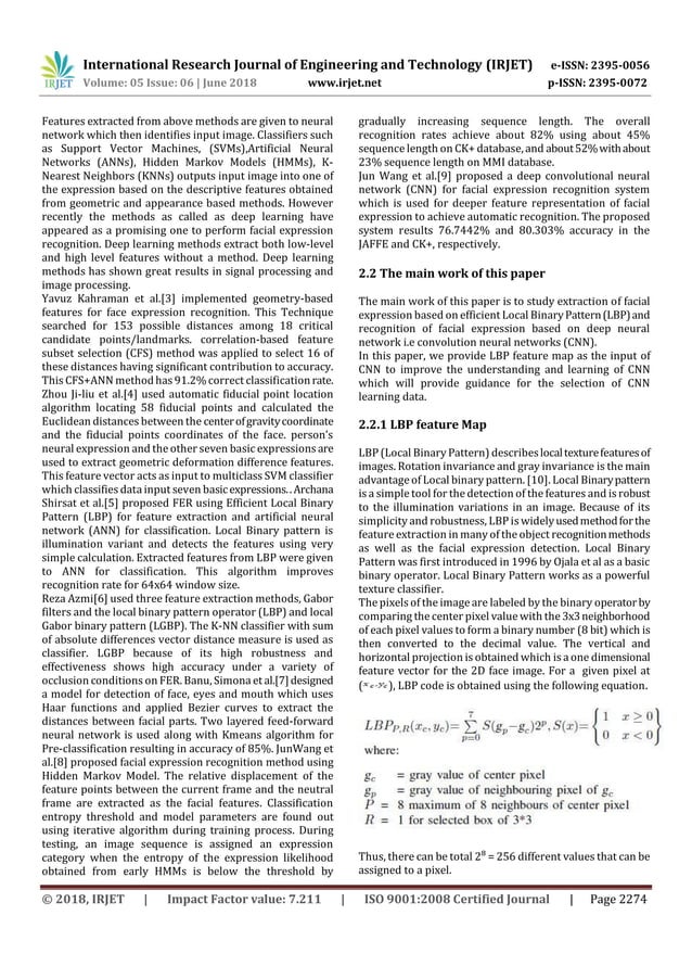 IRJET-Facial Expression Recognition using Efficient LBP and CNN | PDF