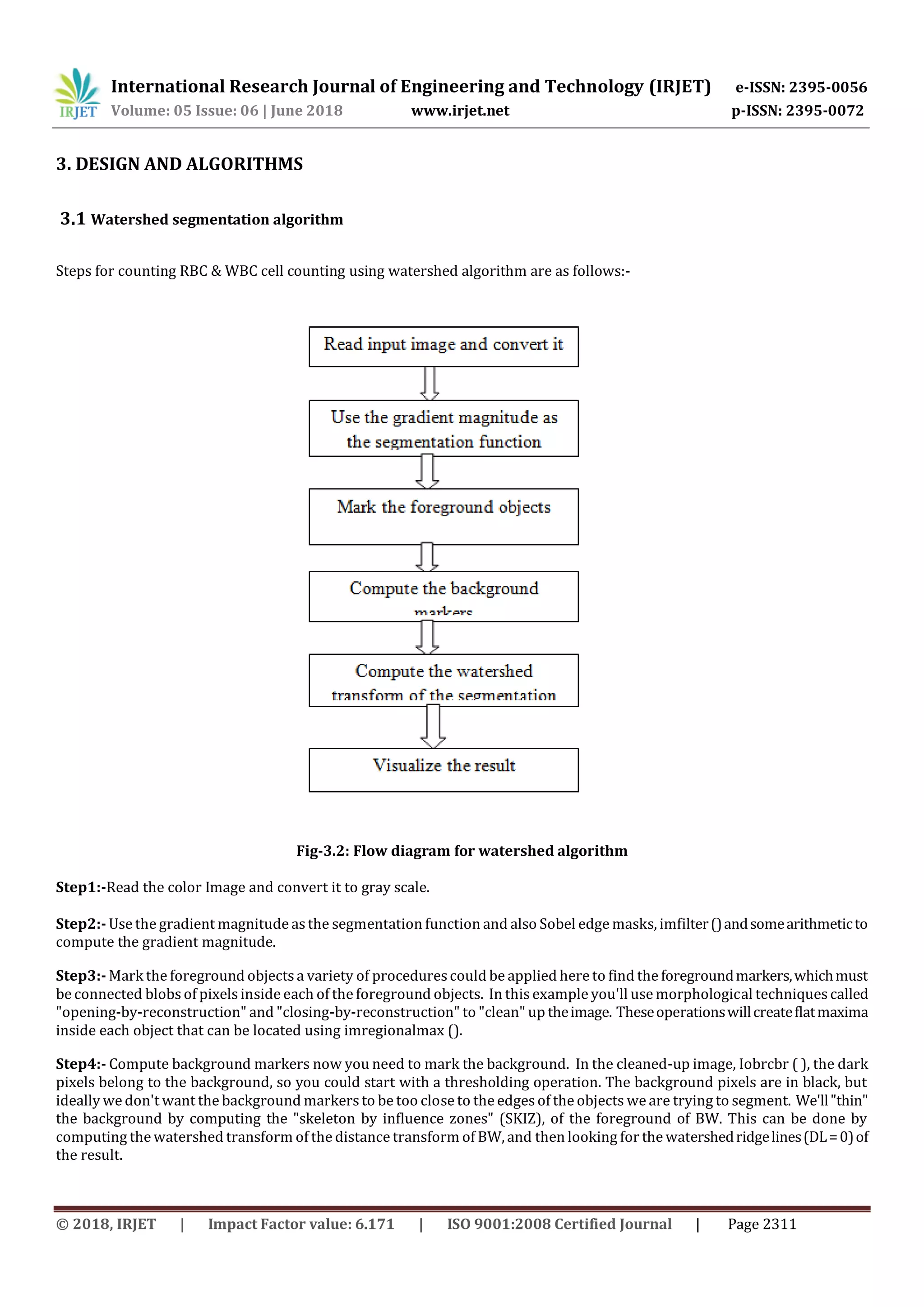 IRJET-Automatic RBC And WBC Counting using Watershed Segmentation Algorithm | PDF