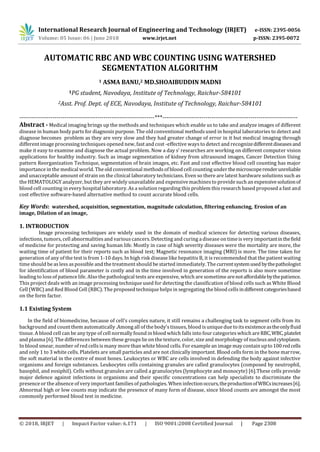 IRJET-Automatic RBC And WBC Counting using Watershed Segmentation Algorithm | PDF