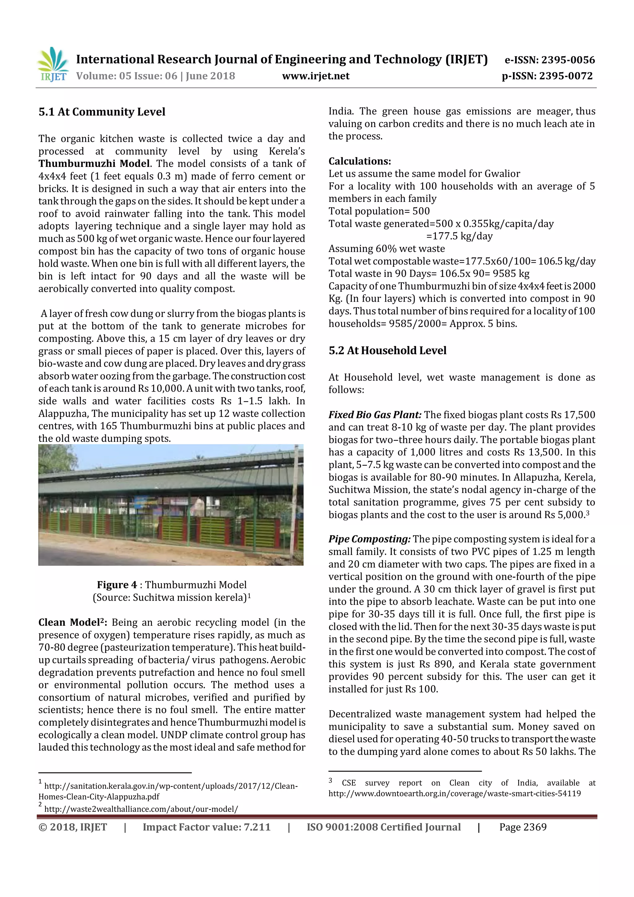 IRJET-Decentralized Waste Management: Analysis for Residential ...