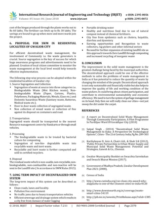 IRJET-Decentralized Waste Management: Analysis for Residential ...
