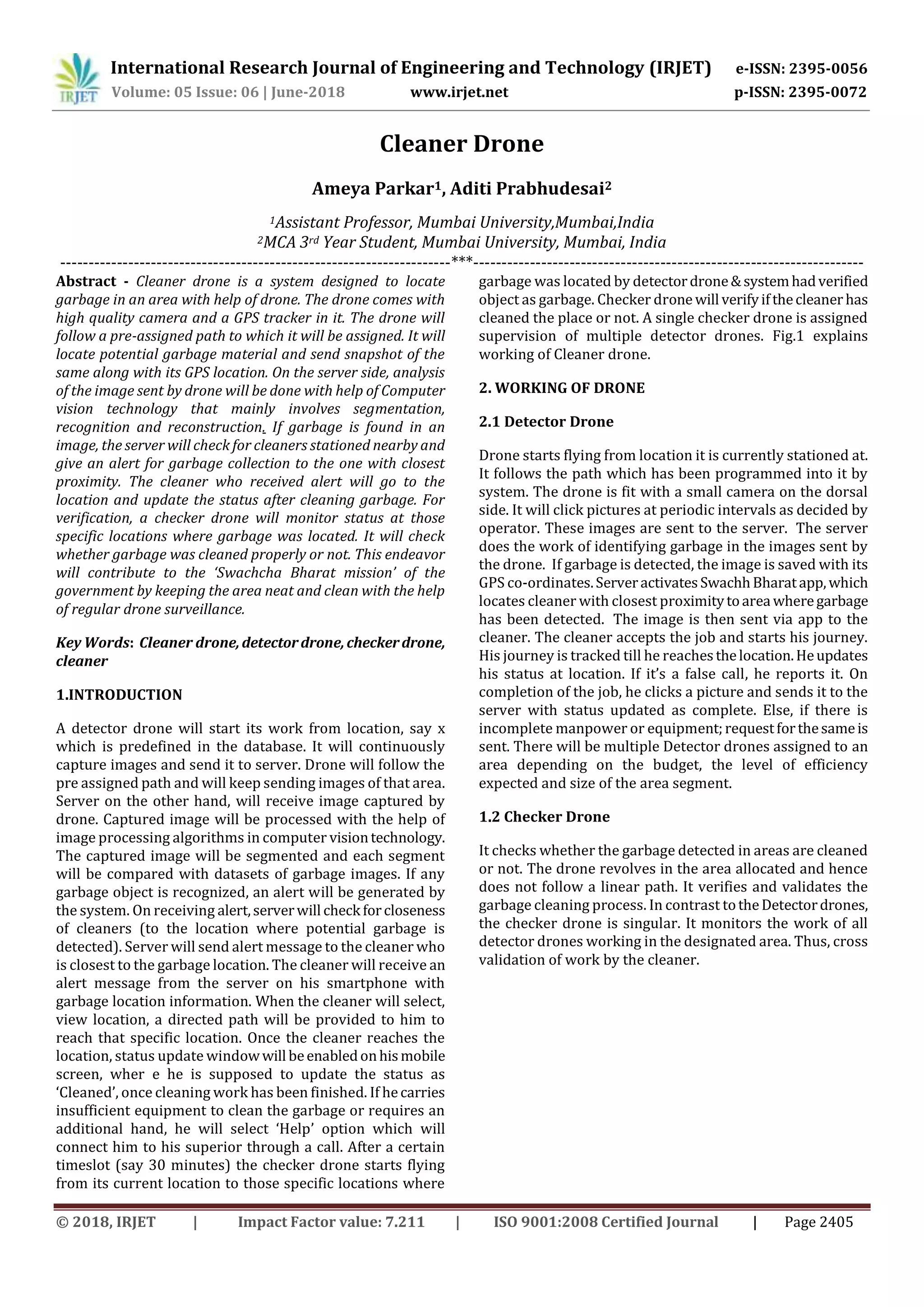 IRJET-Cleaner Drone | PDF