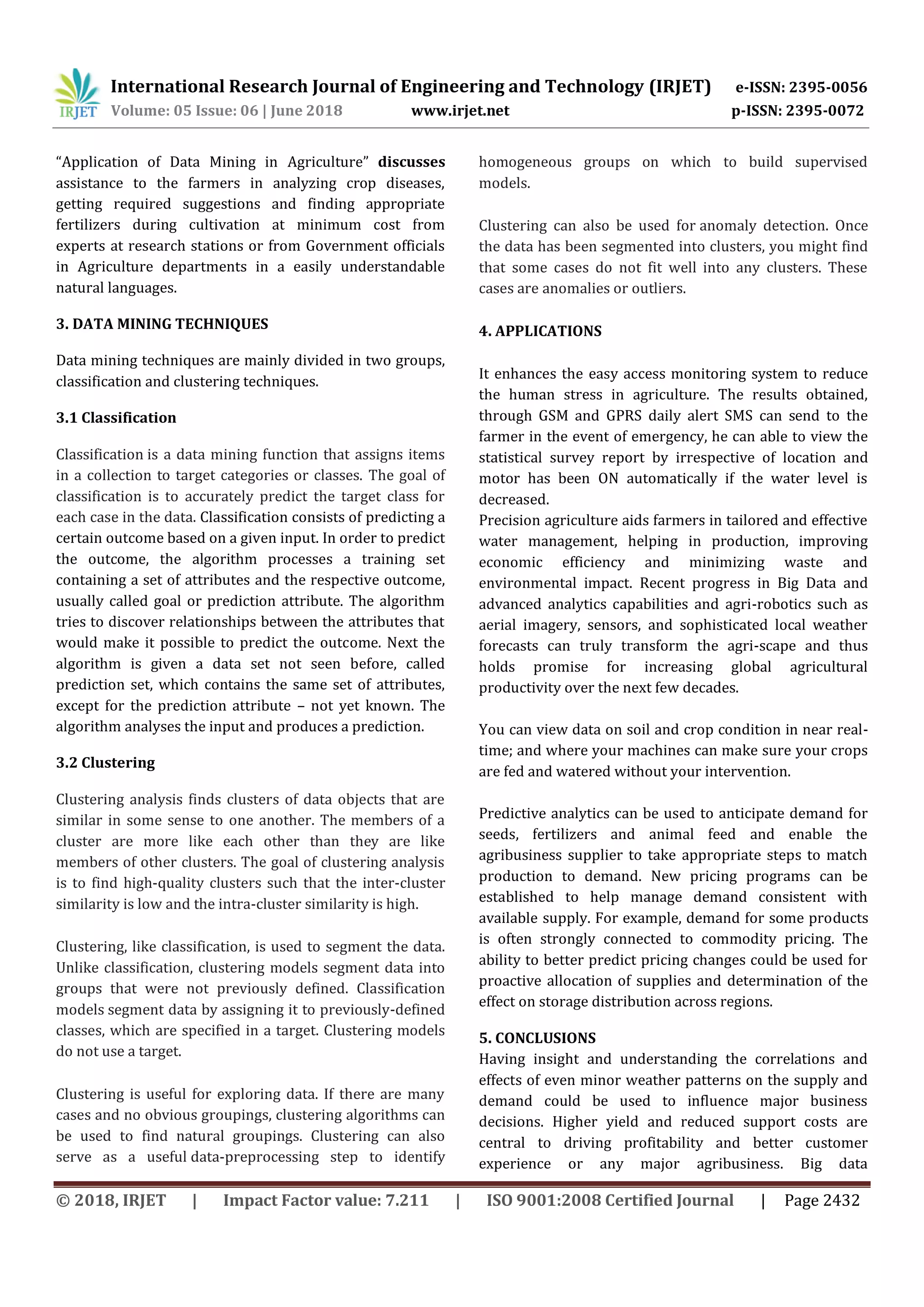 IRJET-Precision Farming and Big Data | PDF
