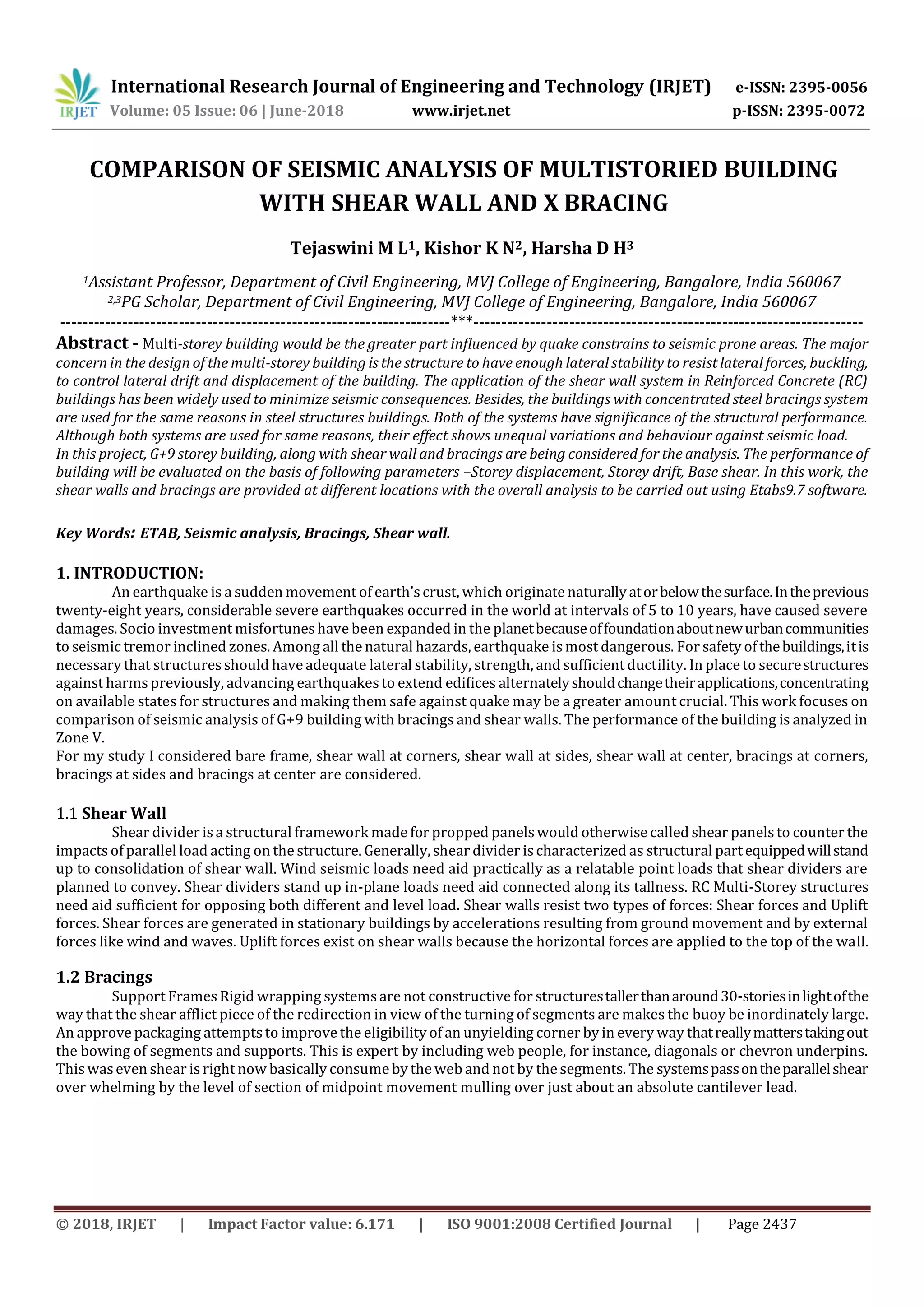 IIRJET-Comparison of Seismic Analysis of Multistoried Building with ...