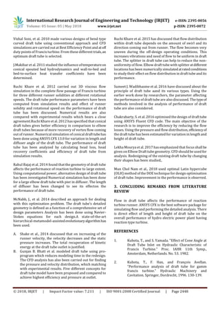 IRJET-A Review on Advances in the Design and Analysis of Draft Tube for Reaction Turbines | PDF