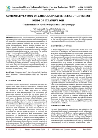 IRJET- Comparative Study of Various Characteristics of Different Kinds of Expansive Soil | PDF