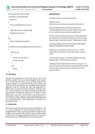 IRJET-Implementation of QR Code on Data Protection of Cloud Computing | PDF