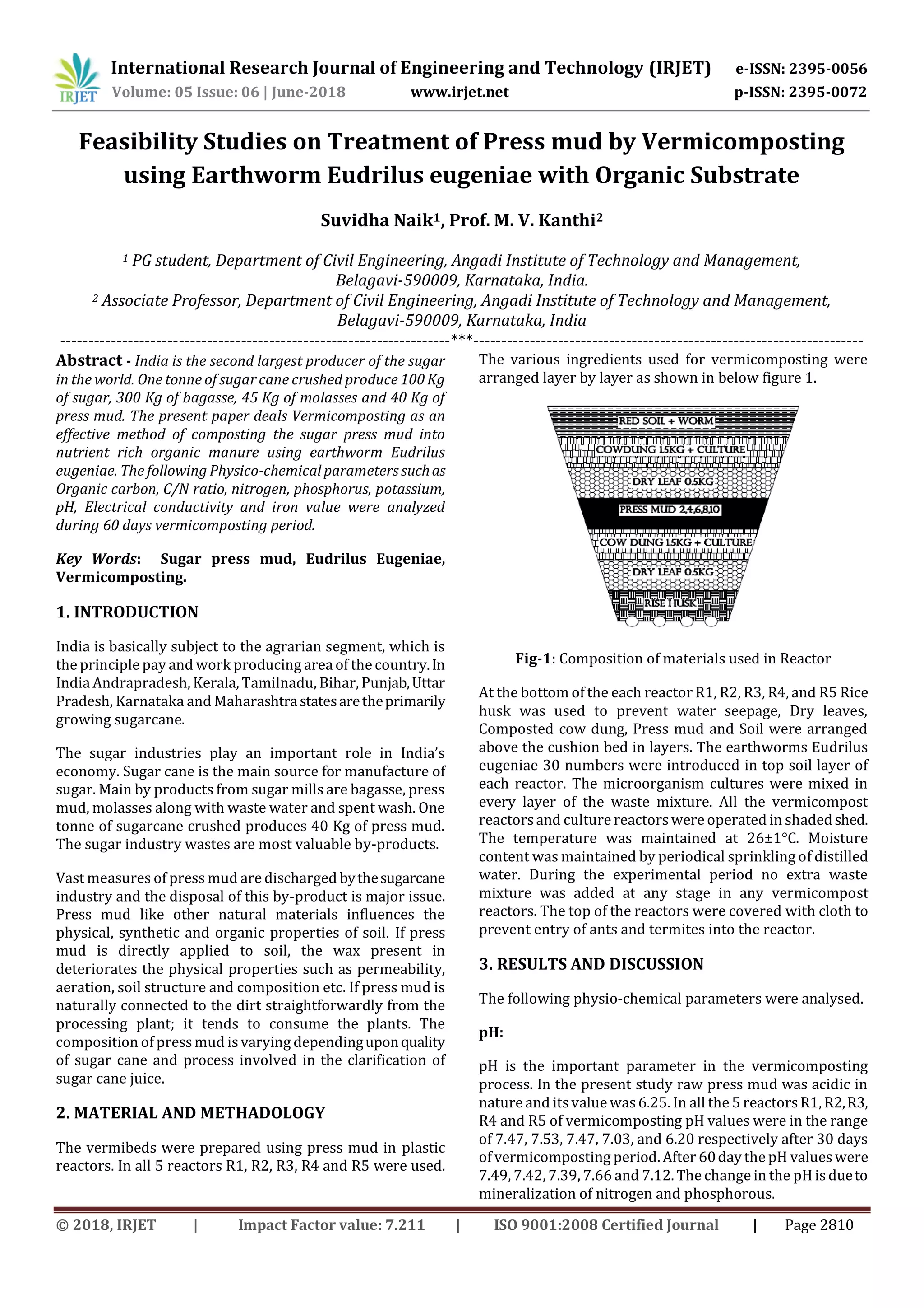 IRJET-Feasibility Studies on Treatment of Press Mud by Vermicomposting ...