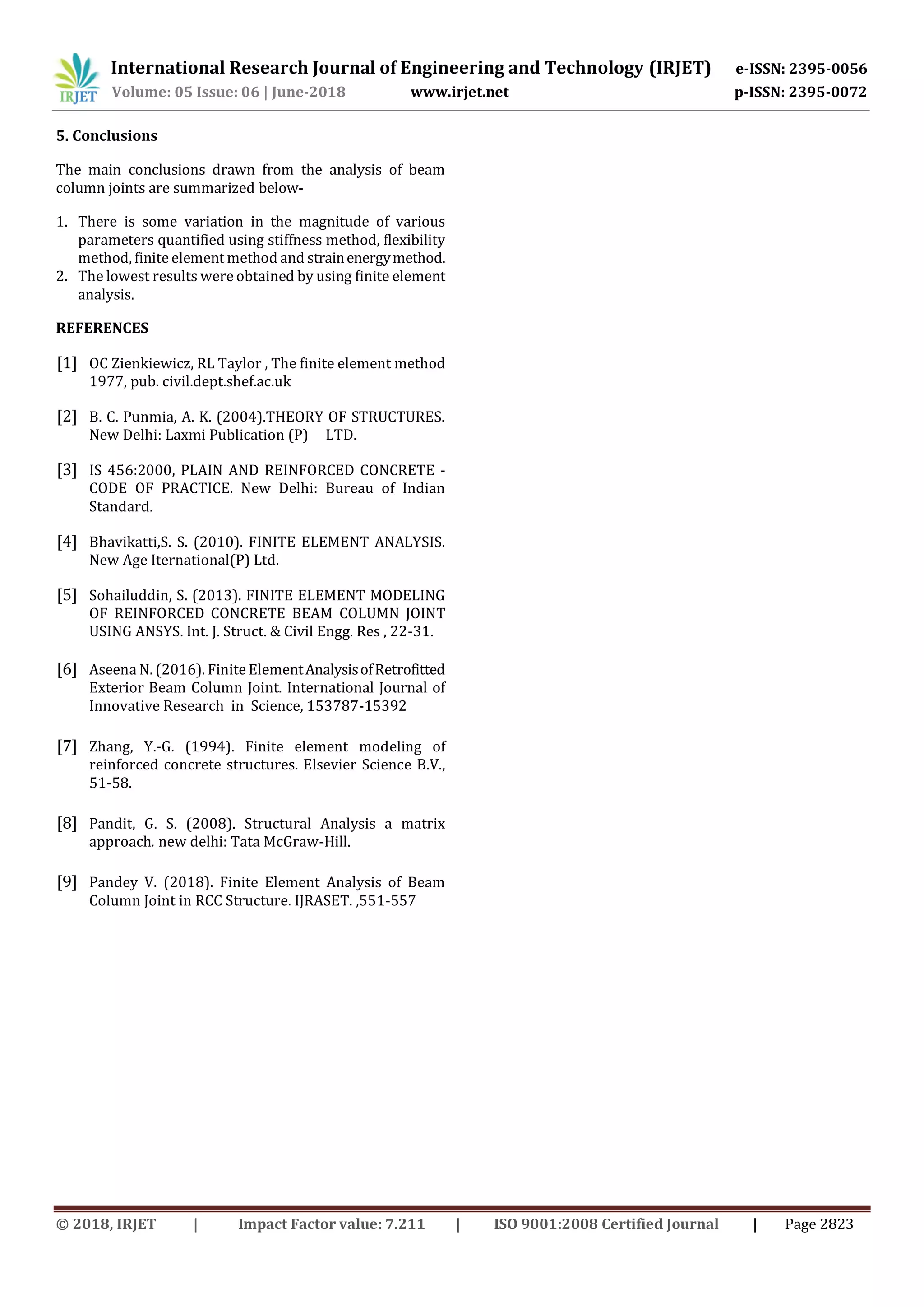 IRJET-Analysis of Beam Column Joint using Finite Element Method – Comparative Study | PDF