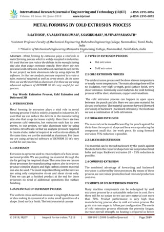 IRJET-Metal Forming by Cold Extrusion Process | PDF