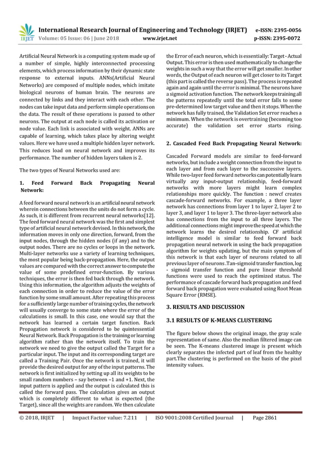 Irjet Plant Disease Detection And Classification Using Image Processing And Artificial Neural