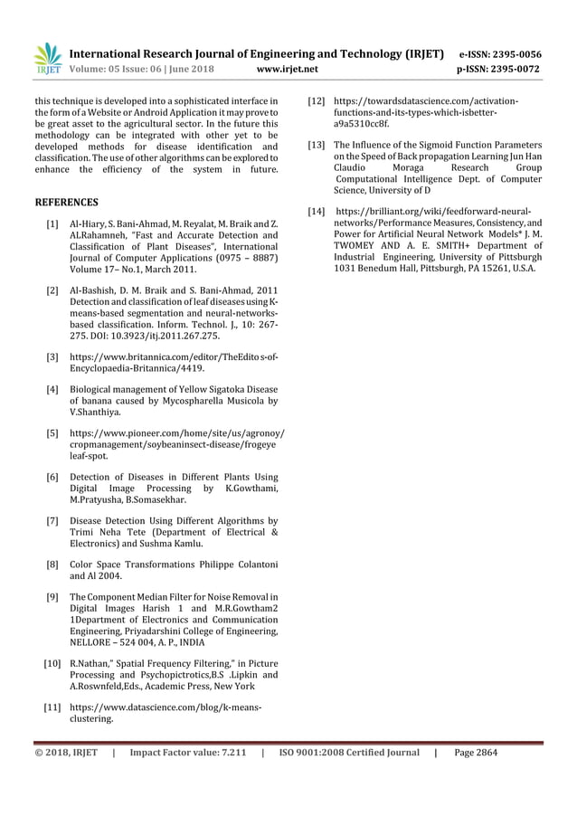 Irjet Plant Disease Detection And Classification Using Image Processing And Artificial Neural