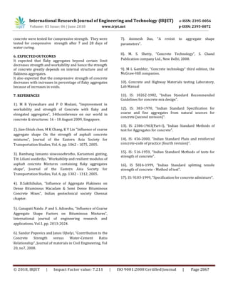 IRJET-Effect of Aggregate Flakiness on the Compressive Strength and Workability of Concrete a ...