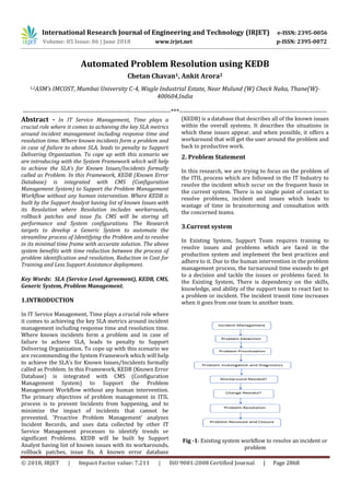 IRJET- Automated Problem Resolution using KEDB | PDF
