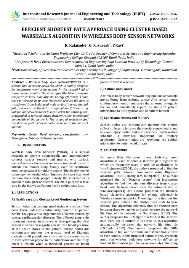 IRJET-Efficient Shortest Path Approach using Cluster Based Warshall's ...