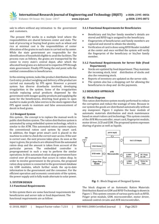 IRJET-Design and Implementation of Ration Distribution System to Stop the Corruption using AVR | PDF