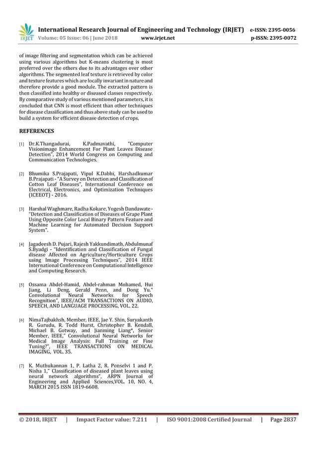 IRJET- Comparative Study of Artificial Neural Networks and Convolutional Neural Network for Crop ...