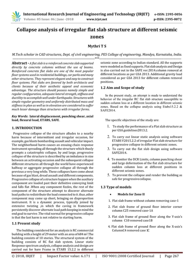 IRJET- Collapse Analysis of Irregular Flat Slab Structure at different ...