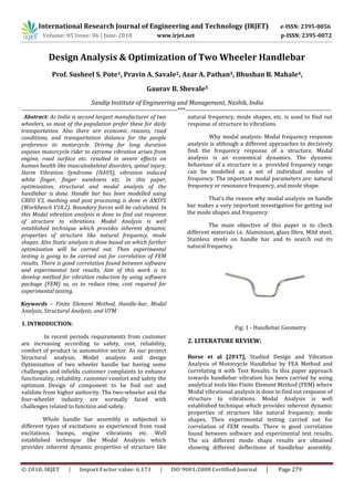 IRJET-Design Analysis & Optimization of two Wheeler Handlebar | PDF