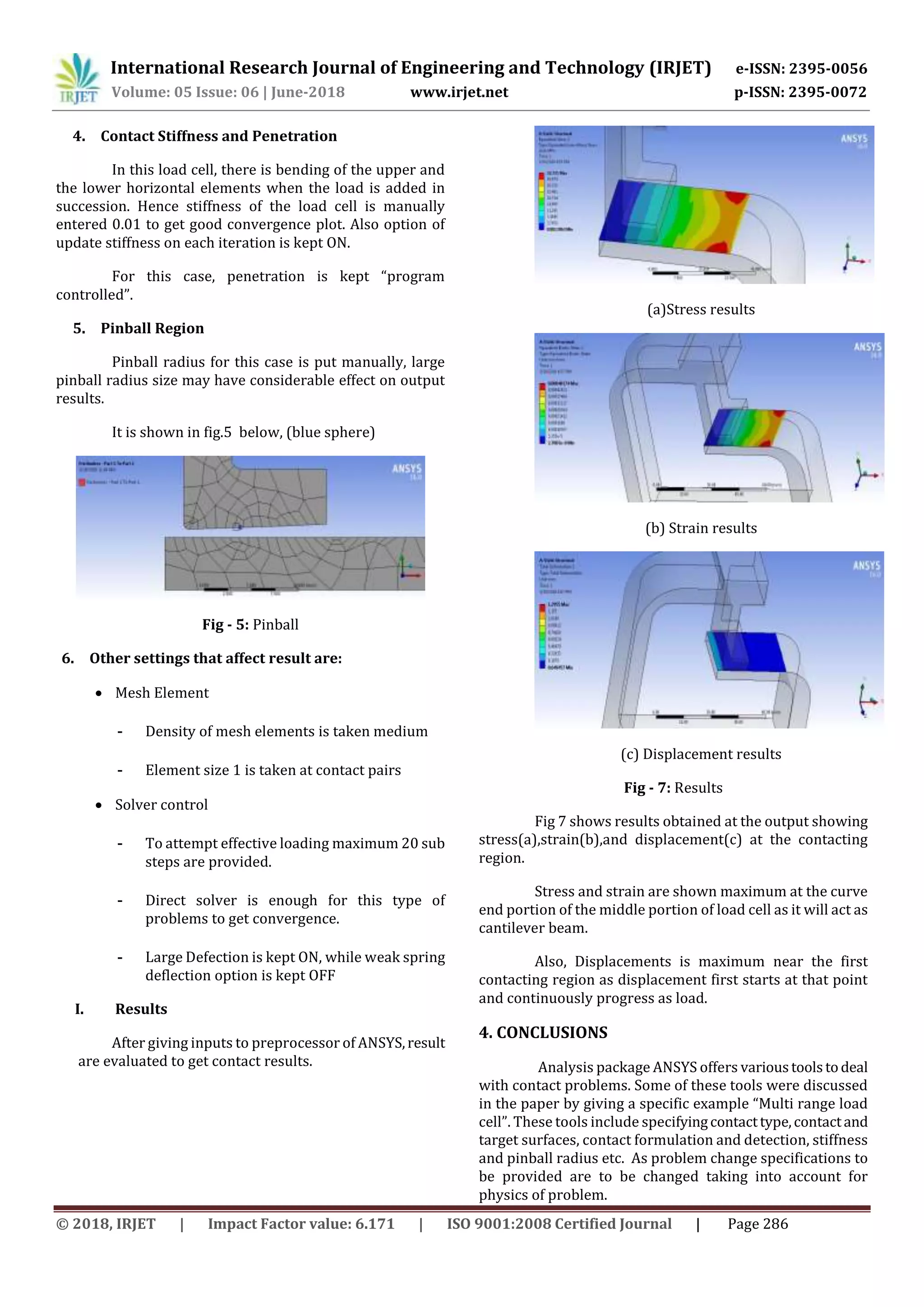 Non linear Contact analysis in Ansys analysis software | PDF