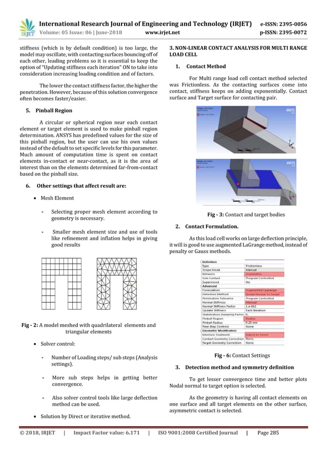 Non linear Contact analysis in Ansys analysis software | PDF
