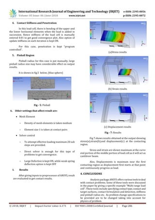 Non linear Contact analysis in Ansys analysis software | PDF