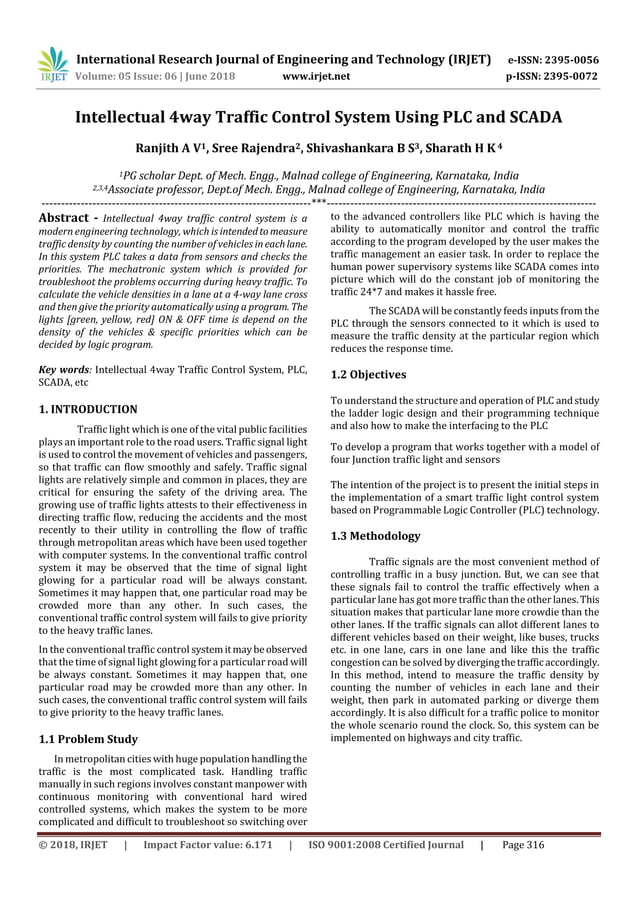 IRJET-Intellectual 4way Traffic Control System using PLC and SCADA | PDF